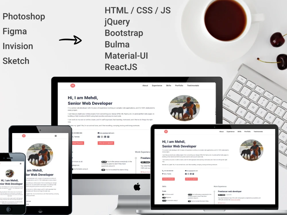 Pixel-perfect responsive website from PSD / FIGMA / XD / AI | Upwork