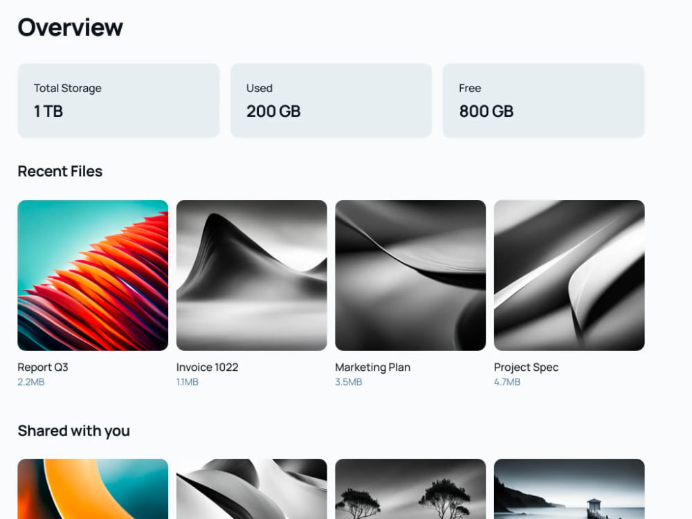 Sleek Storage Dashboard UI design with mockups, prototype, and guide ...