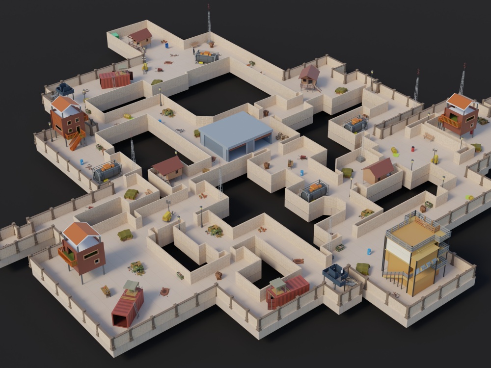 A Low-poly and Multiple level TDM map for a Game | Upwork