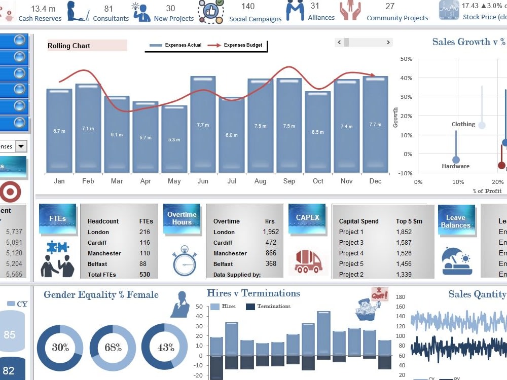 An automated Interactive Excel Dashboard for your Business | Upwork