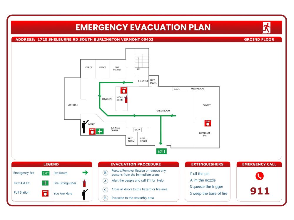 Fire emergency evacuation map for your floor plan | Evacuation plan ...