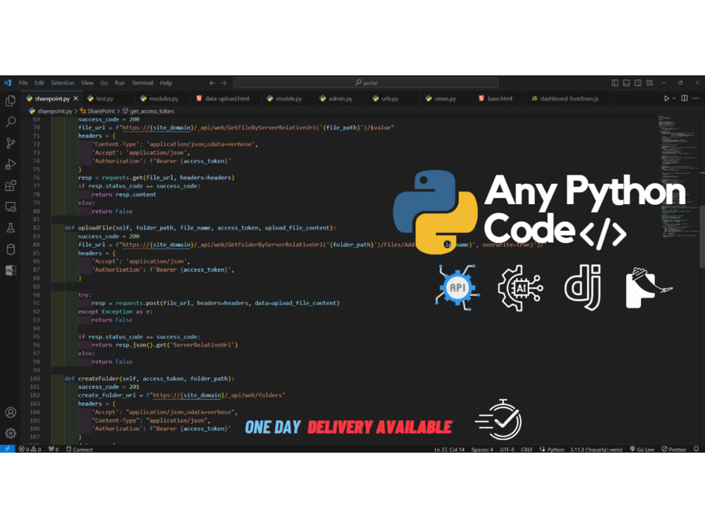 Your python project done. | Upwork