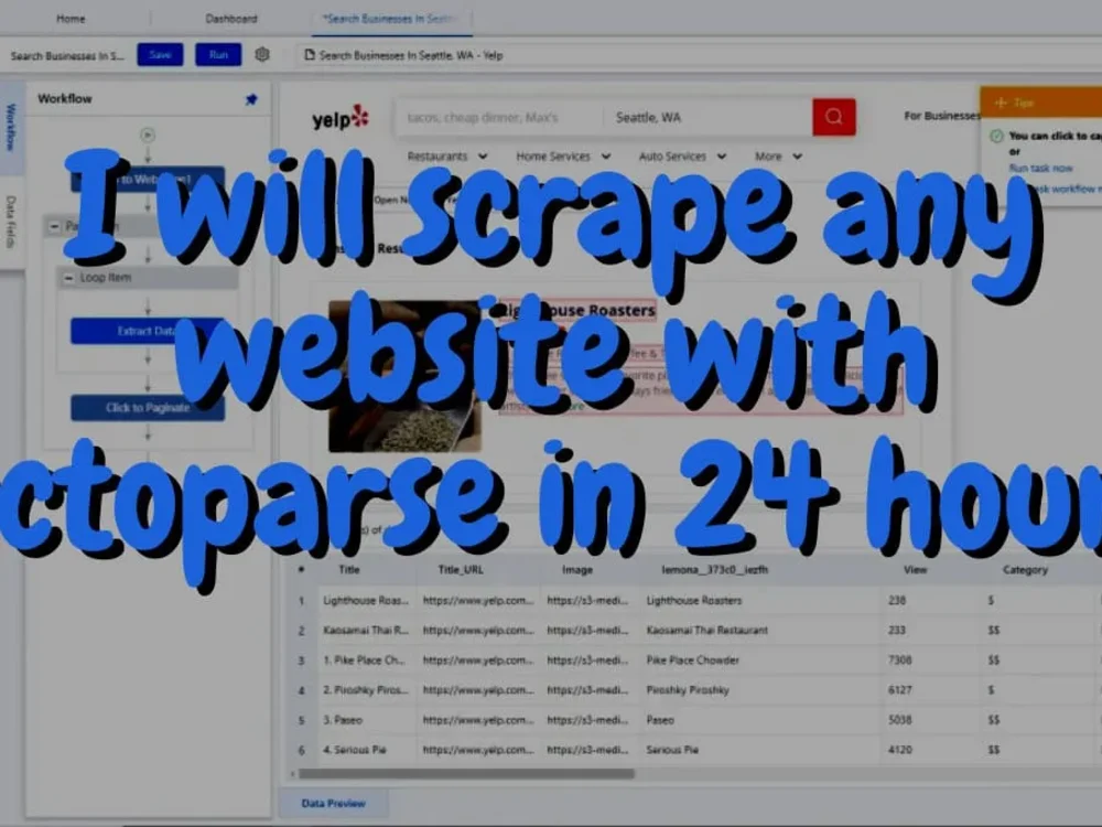 Any website scraped with octoparse in 24 hours | Upwork