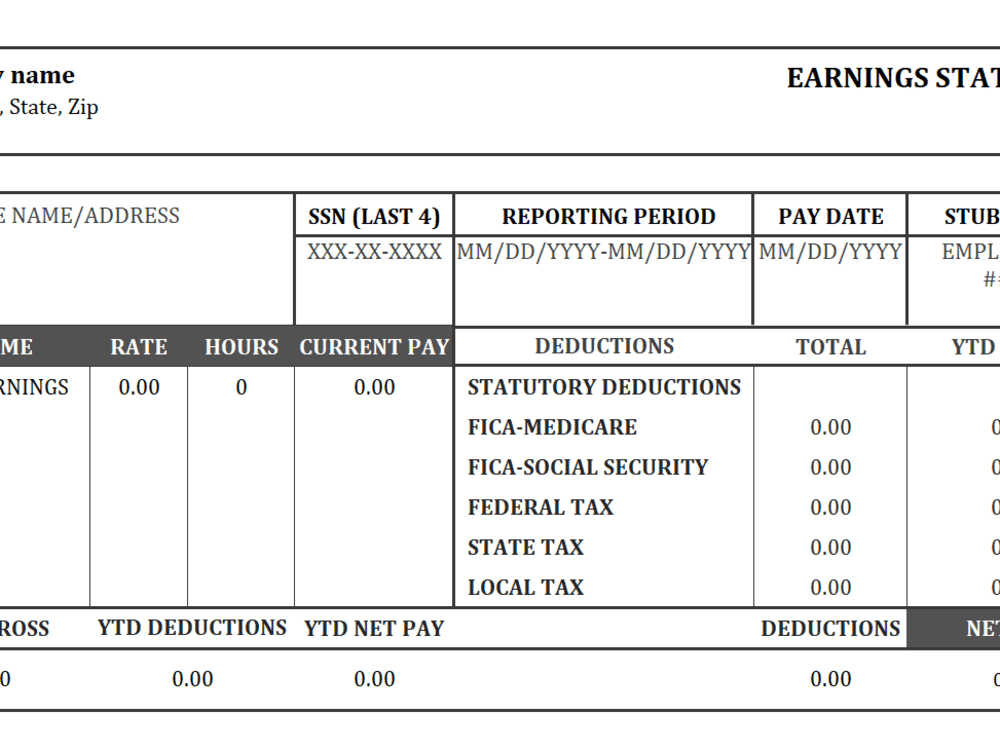 Paystub for self employed or contractors pay stub payroll calculation ...