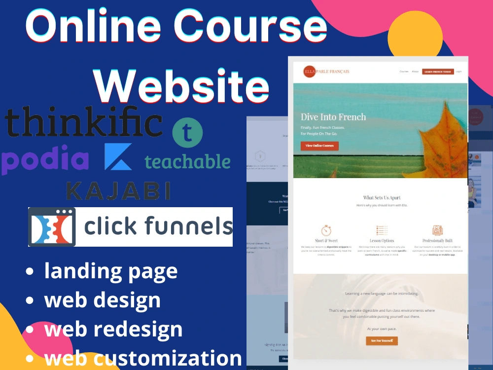 An Online course website on kajabi, podia, teachable and thinkific | Upwork