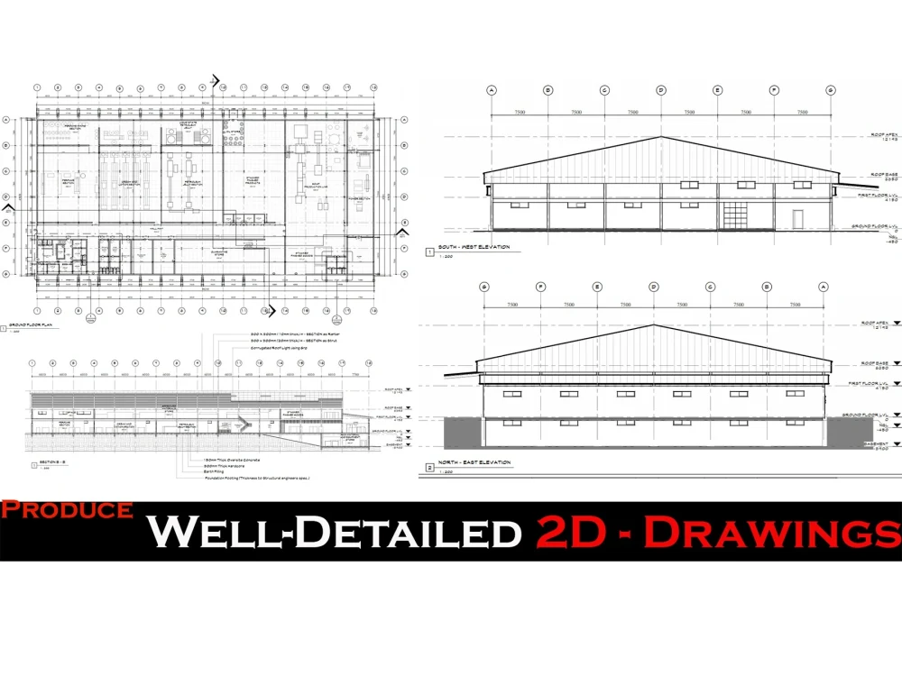 A Professional customizable detailed 2D CAD Floor Plan from Sketch ...