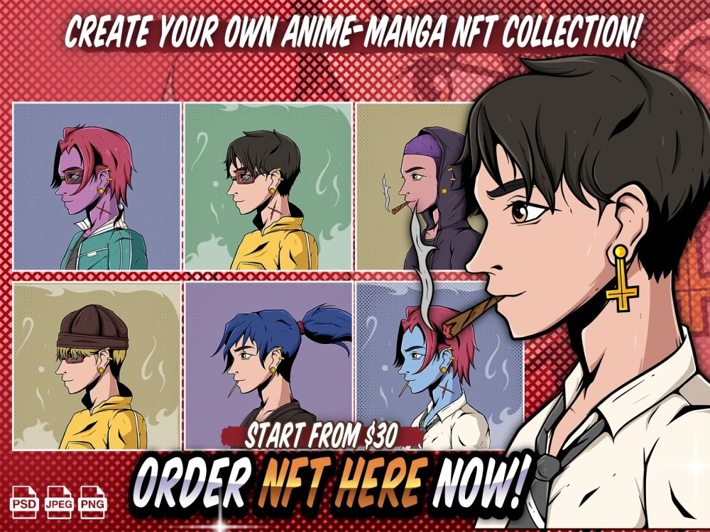 Custom 2D NFT anime and cartoon character art illustration | Upwork