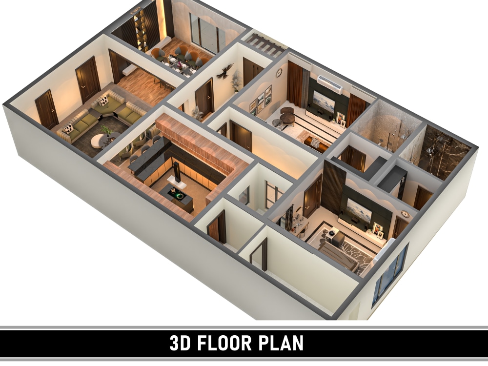 An amazing 3d floor plan renderings | Upwork