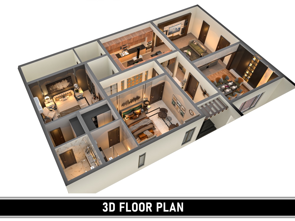 An amazing 3d floor plan renderings | Upwork
