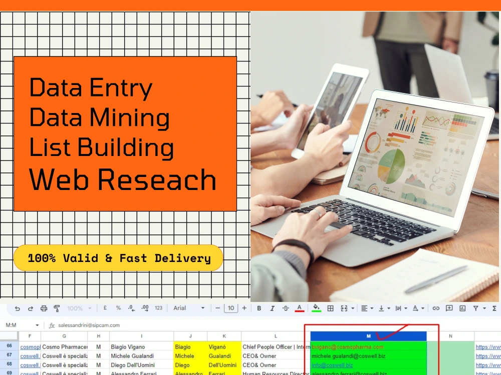 Data Entry| List Building | Copy Paste | Web Research | Upwork