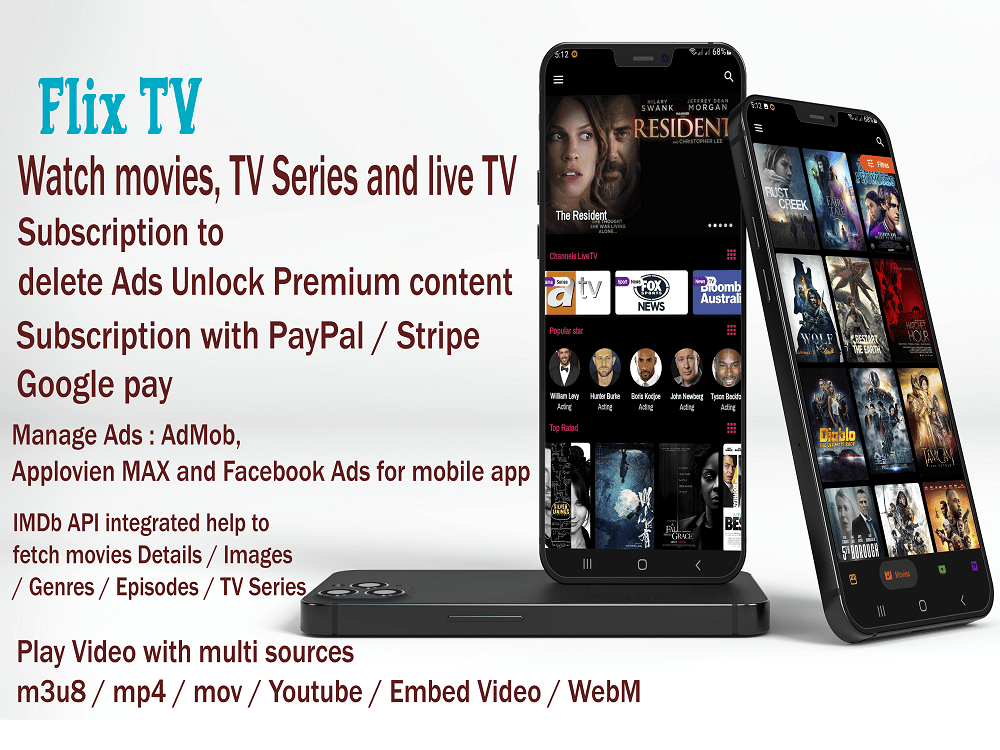 Android flix portal app live TV and TV series with an admin panel🍣 ...