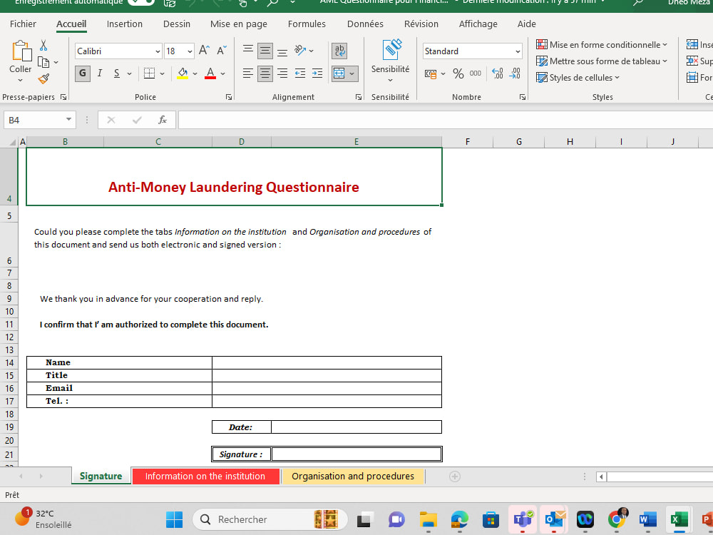 Anti Money Laundering (AML) Questionnaire for Financial Institutions ...