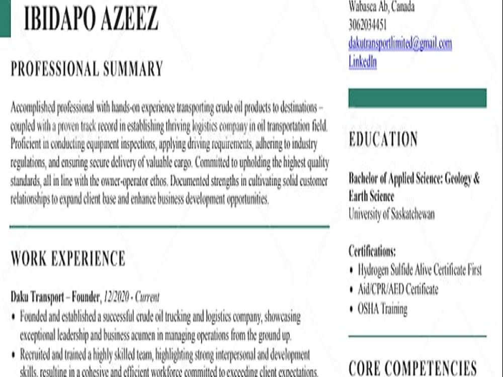 Resume/cv for your desired Job | Upwork