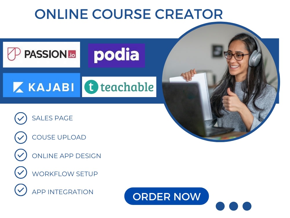 Thinkific kajabi website design teachable podia passion io online course | Upwork