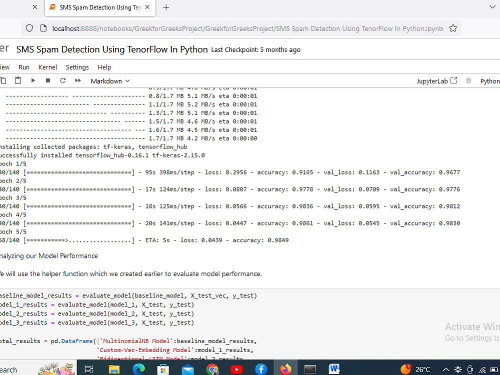 SMS Spam Detection Using TenorFlow In Python | Upwork