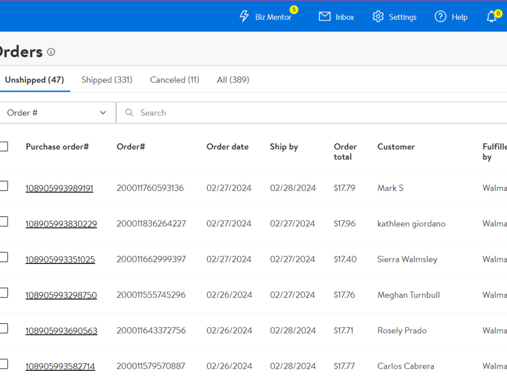 Satisfaction with handling of walmart and amazon account | Upwork