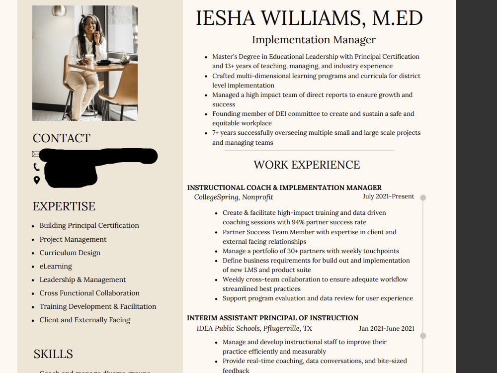 A transitioning teacher resume for a new career pathway! | Upwork