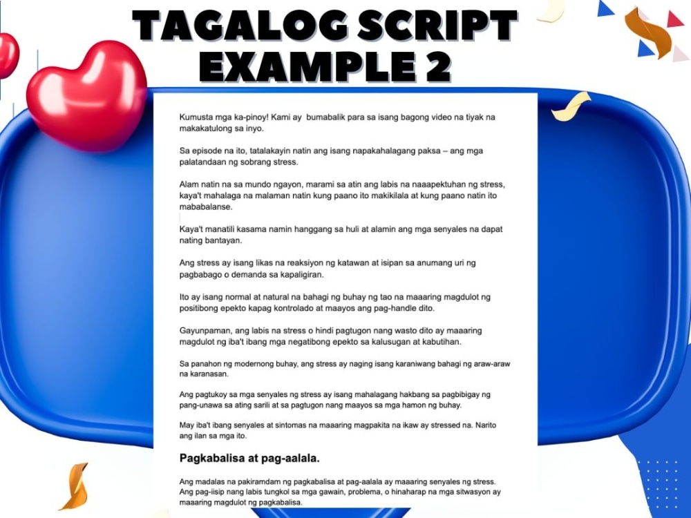 Tagalog Youtube / Project Script Writing | Upwork