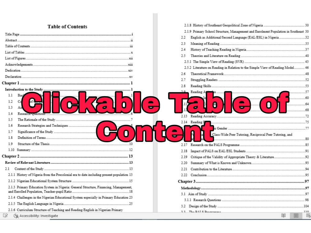 Fully formatted word document with clickable table of content | Upwork
