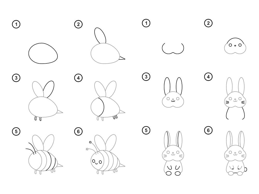 A cute line drawing with step by step hand drawn | Upwork