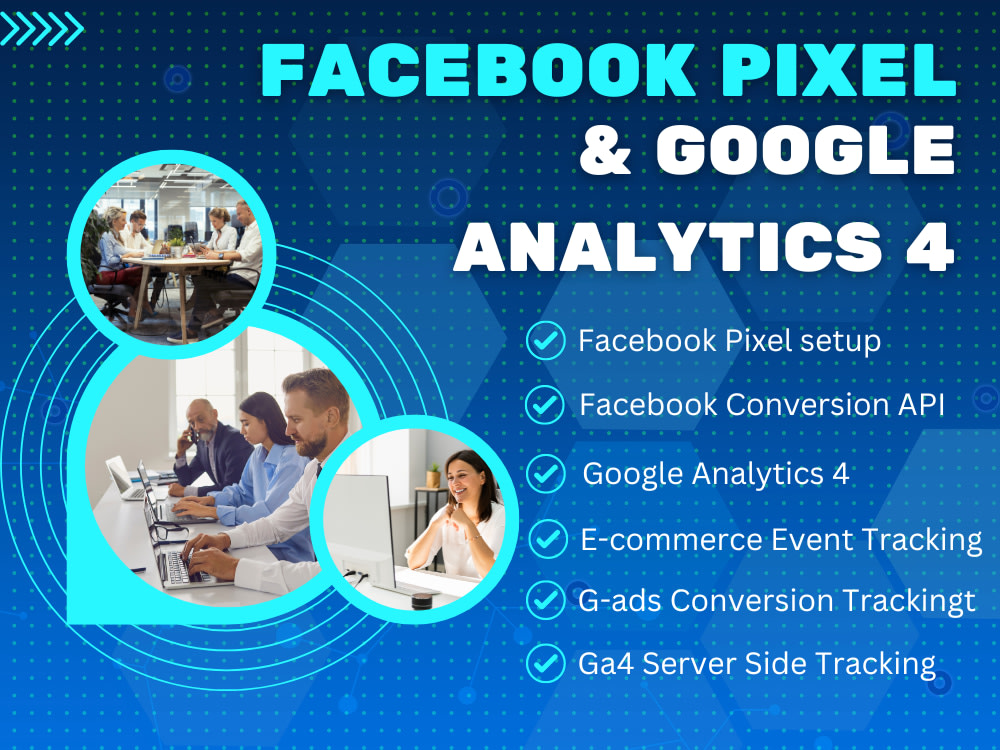 Fix or setup facebook pixel google analytics 4 ecommerce conversion | Upwork