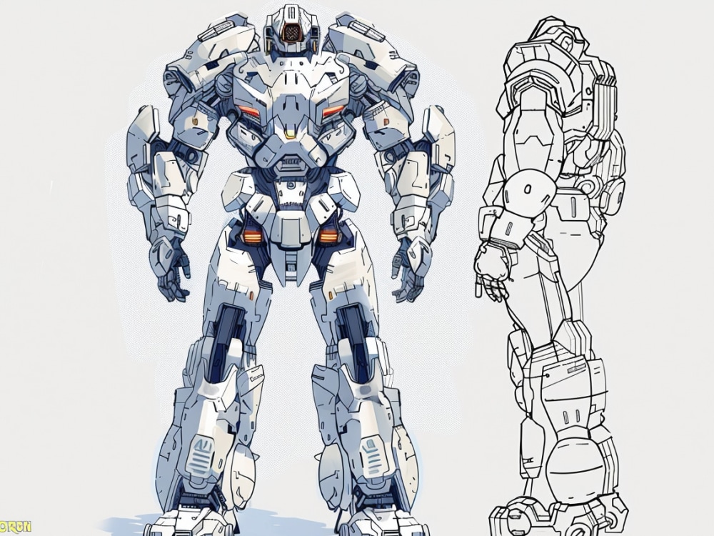 Draw mecha robot armor character concept for you | Upwork