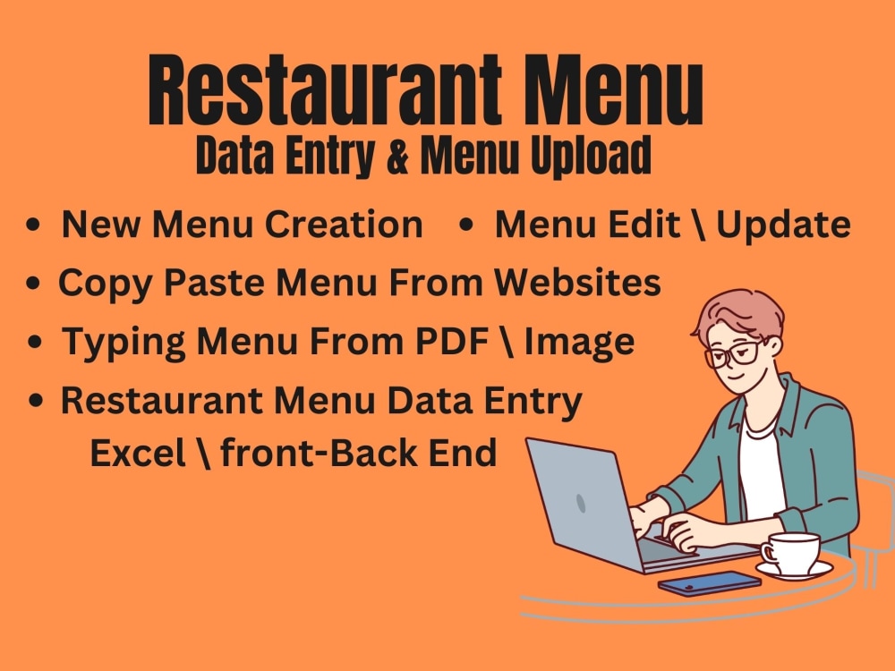Restaurant menu data entry for uber eats, grubhub, doordash, wix ...