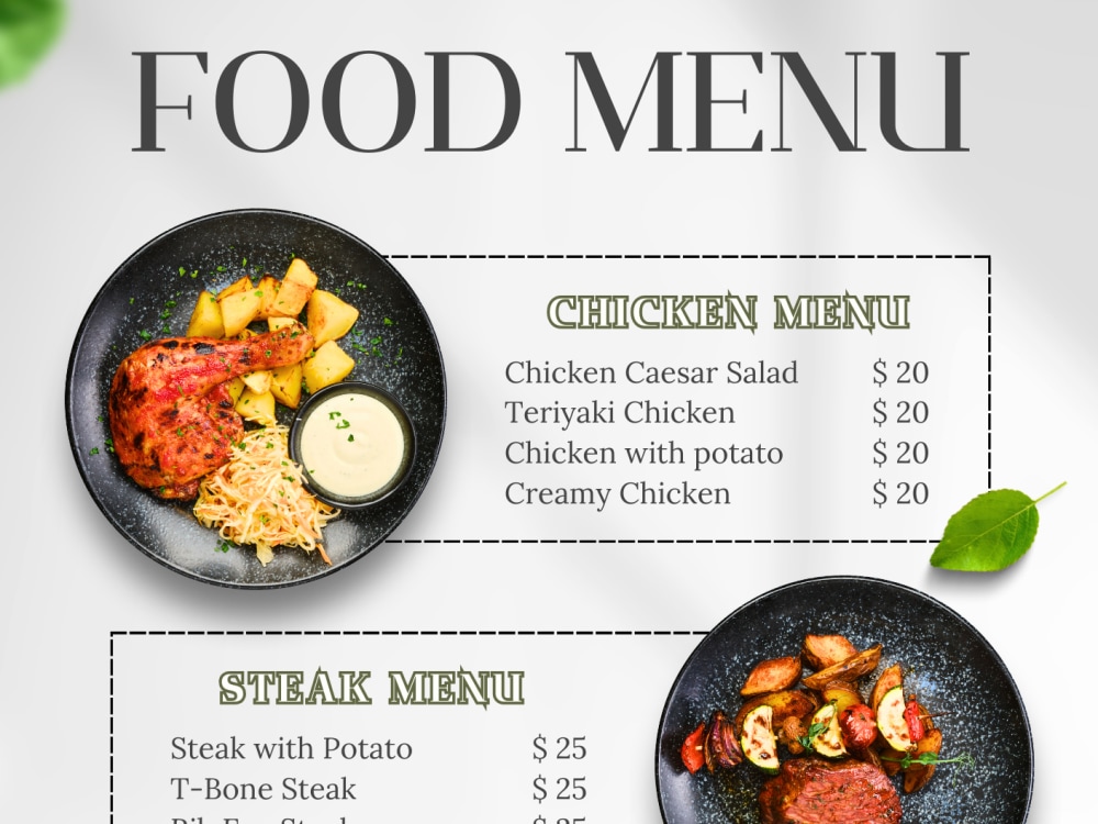 Costumized menu board or price list for your bar, caffee, restaurant ...