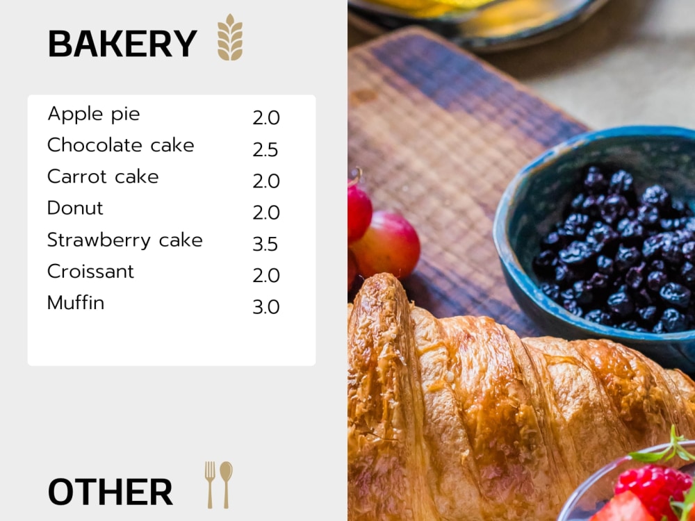 Costumized menu board or price list for your bar, caffee, restaurant ...