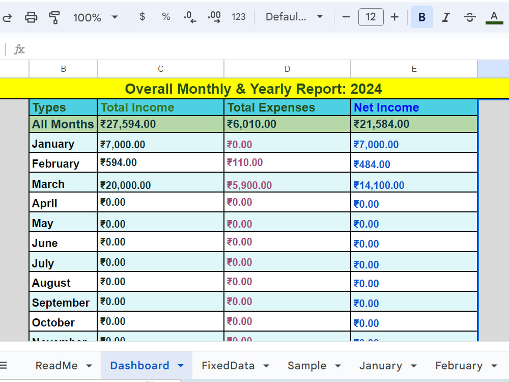 Personal | Business : Income & Expense Management Sheet | Upwork