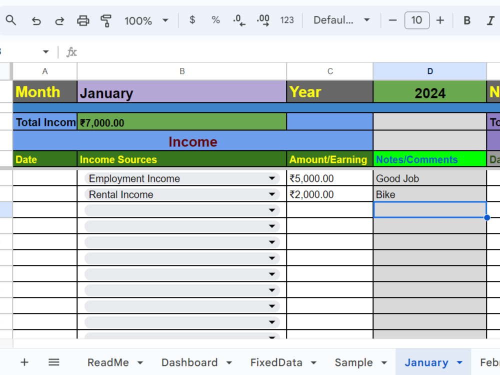 Personal | Business : Income & Expense Management Sheet | Upwork