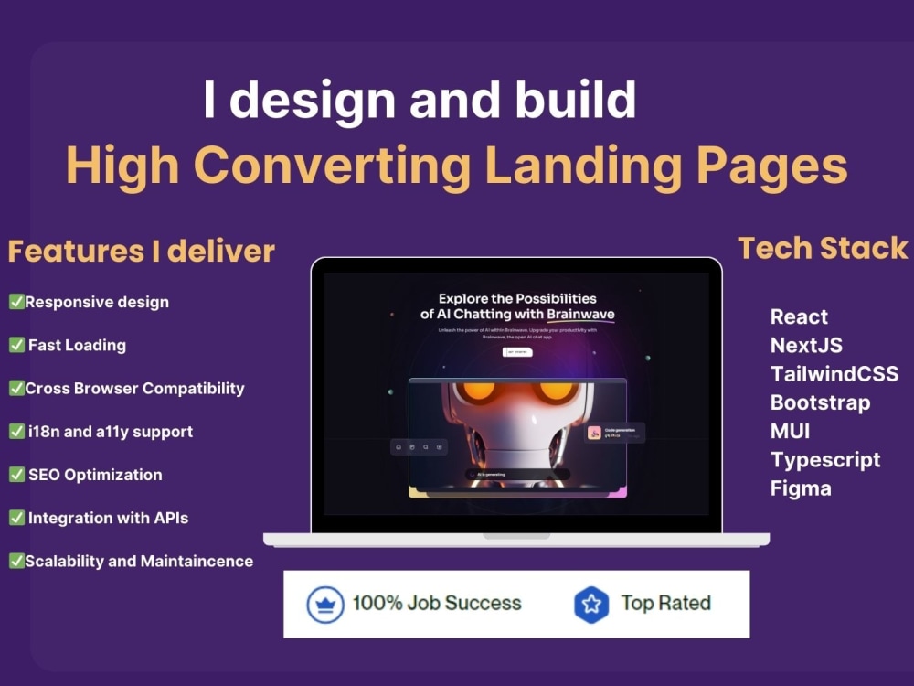 A responsive, animated, high converting landing page in React / NextJS | Upwork