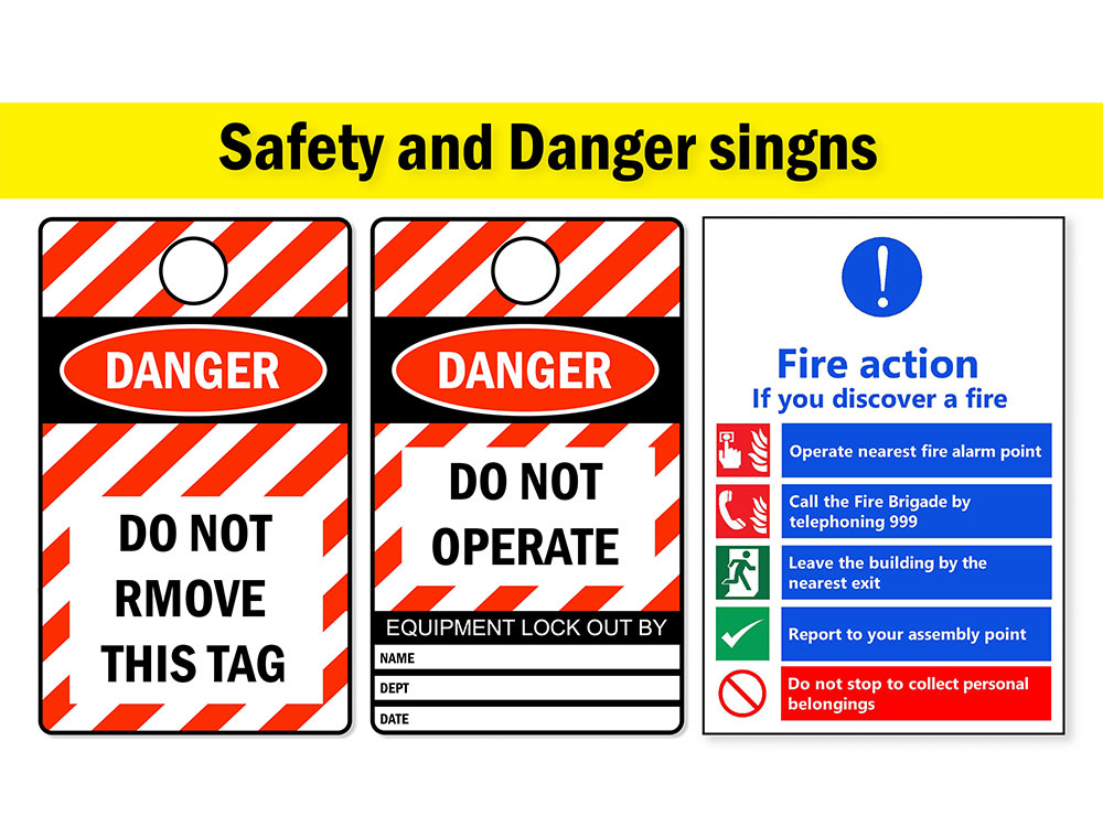 Creative signage design, danger sings, hazard sign and safety signs ...