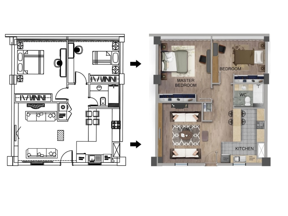 Render your floor plans in photoshop | Upwork