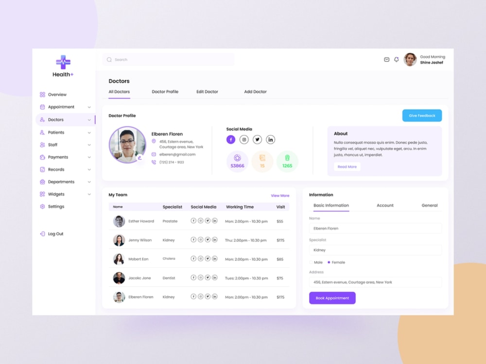 A Hospital Management SaaS Web App | Dashboard UIUX Design | Figma Expert | Upwork