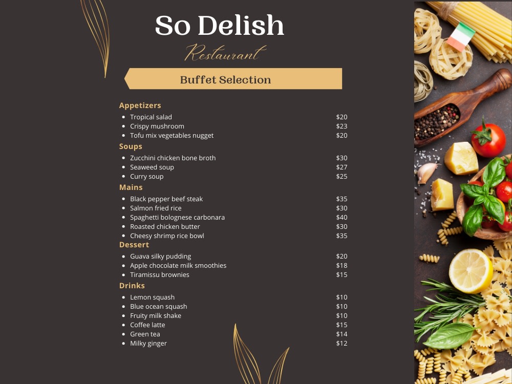 An elegant & customized food menu, restaurant menu or price list | Upwork
