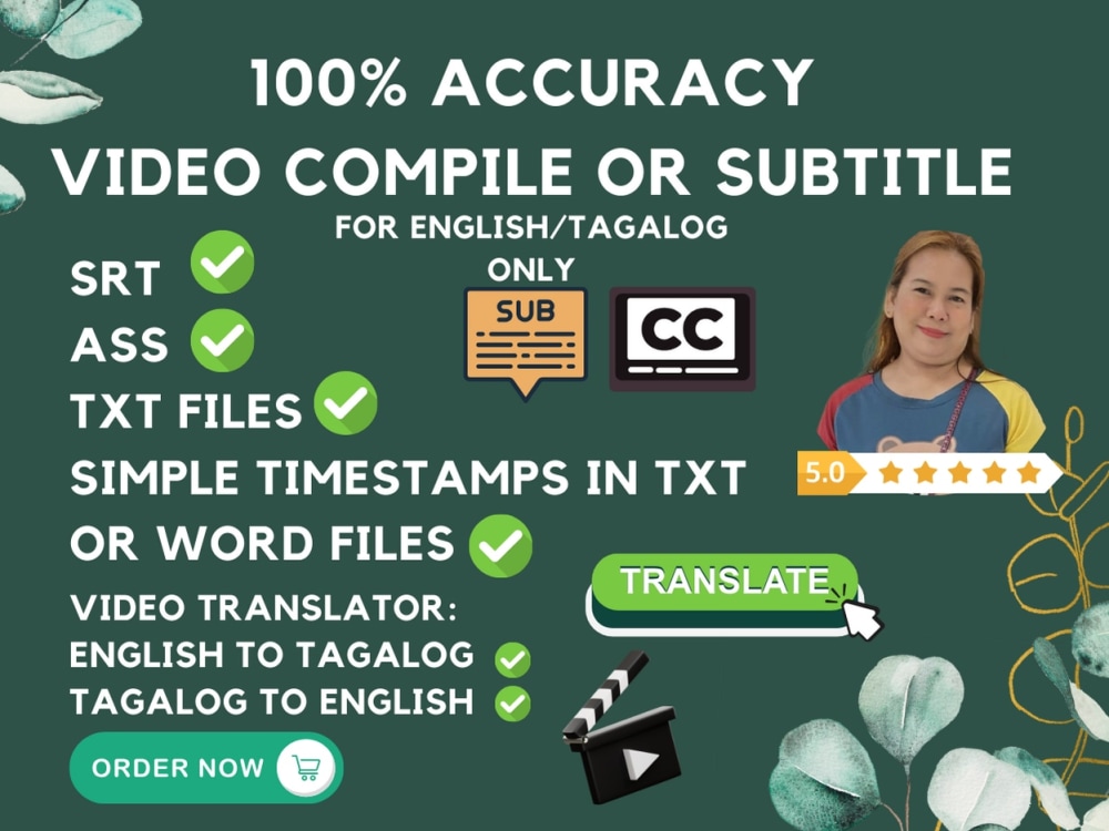 Subtitles 100% synchronized for your English/Tagalog videos. | Upwork