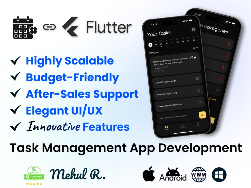 Innovative Task Planner Application Flutter Dart Androidioswebwindows Upwork