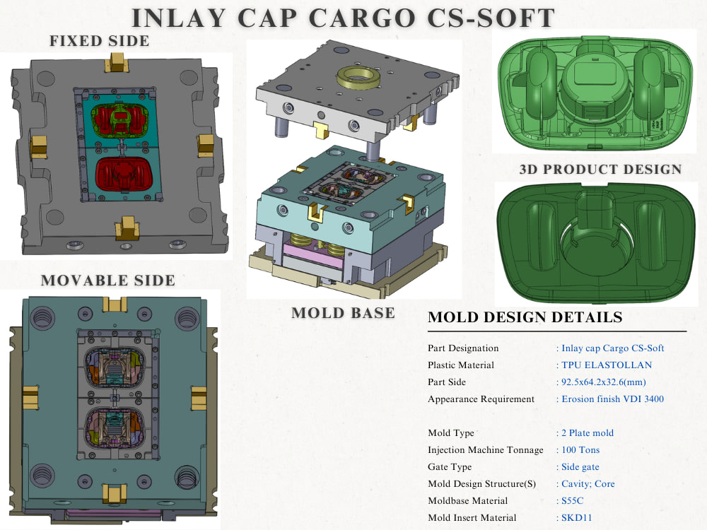 Plastic injection mold detailed 3D design, DFM & basic moldflow ...