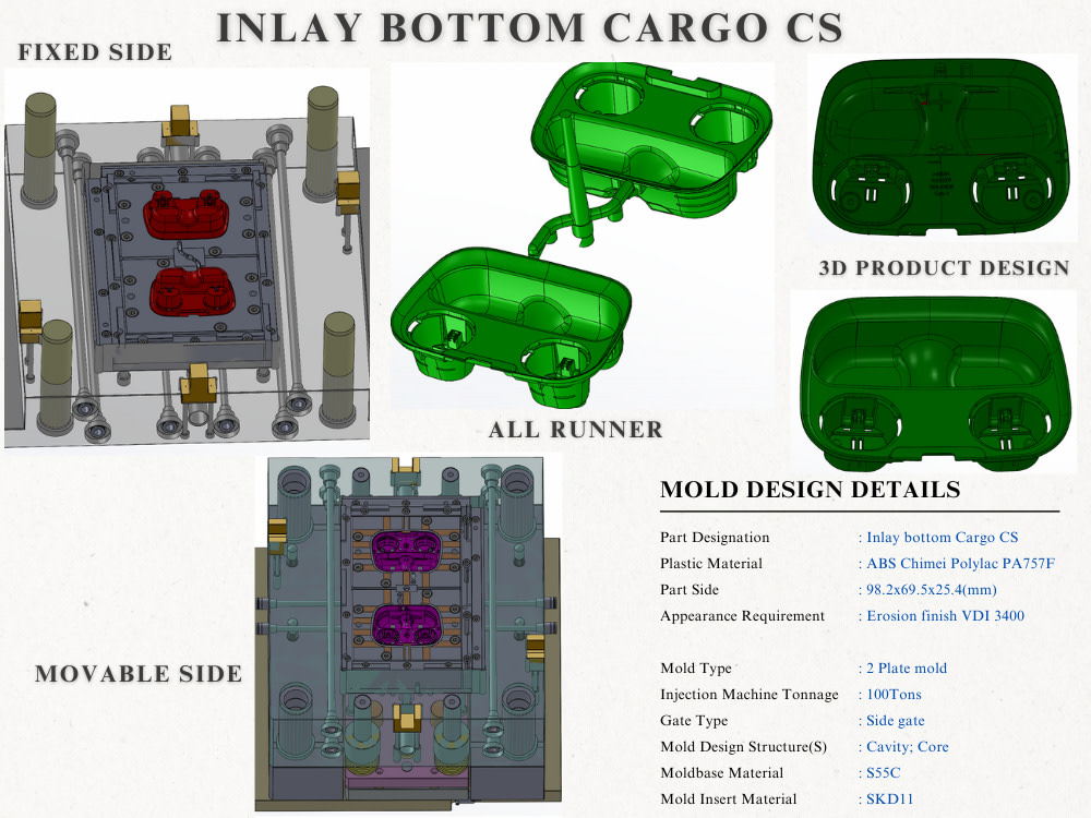 Plastic injection mold detailed 3D design, DFM & basic moldflow ...