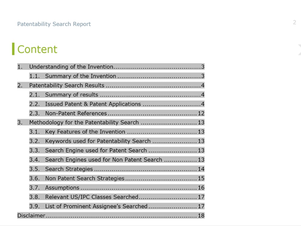 A detailed report assessing the patentability of the invention | Upwork