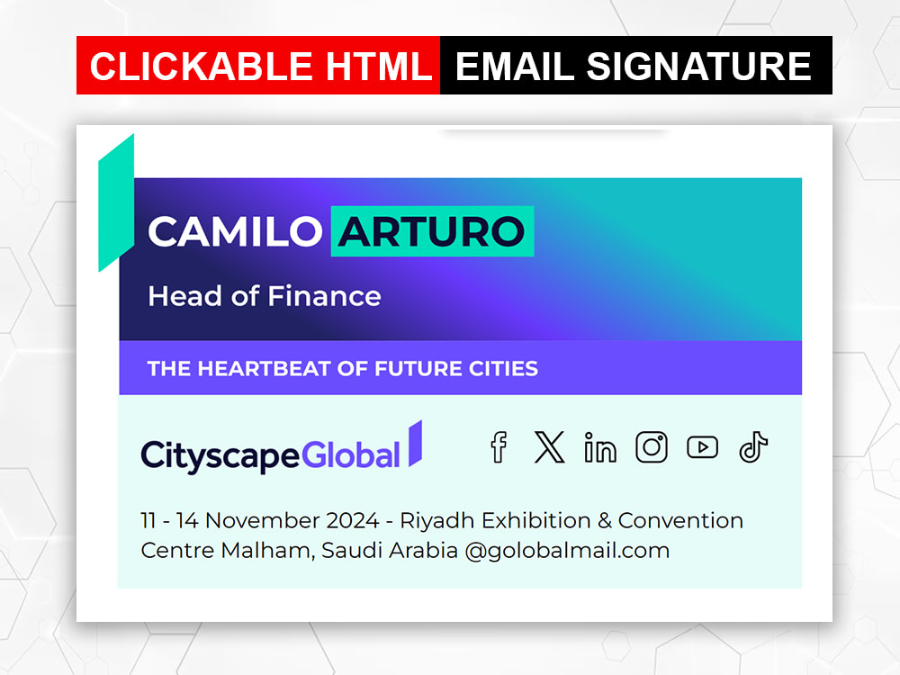 Clickable html email signature or mail footer for outlook Gmail or any ...