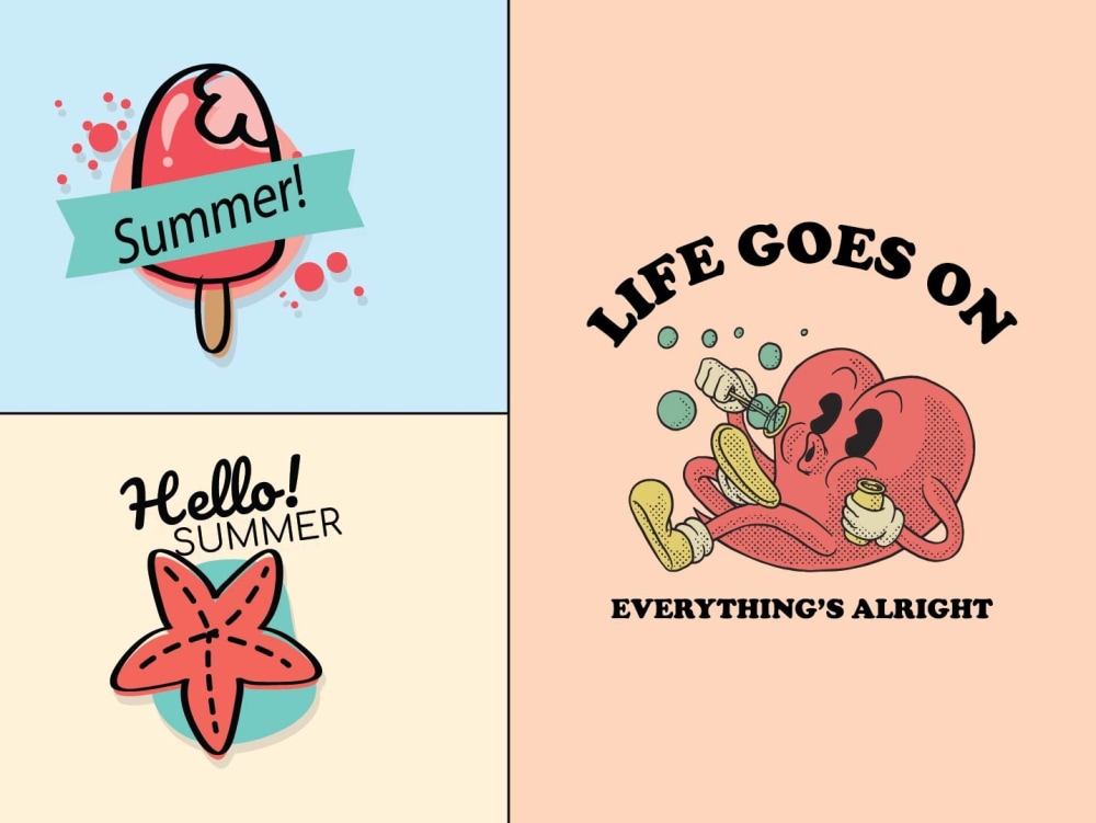 Create retro vintage cartoon character, cute mascot, kawaii characters ...