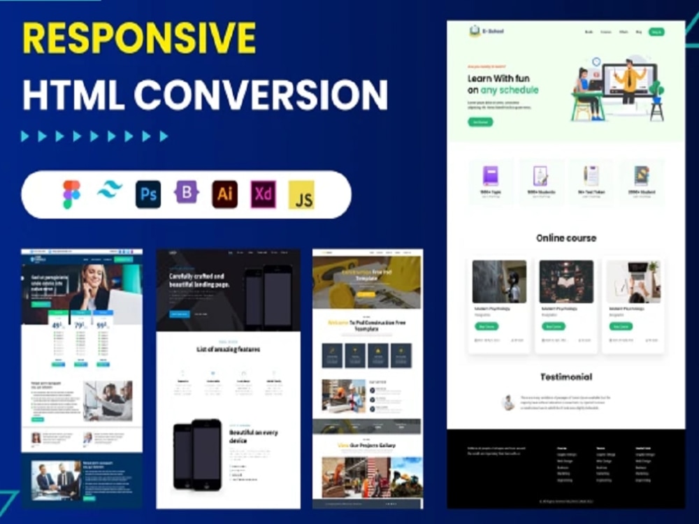 Responsive html landing page PSD, Xd,Ai ,Figma to HTML | Upwork
