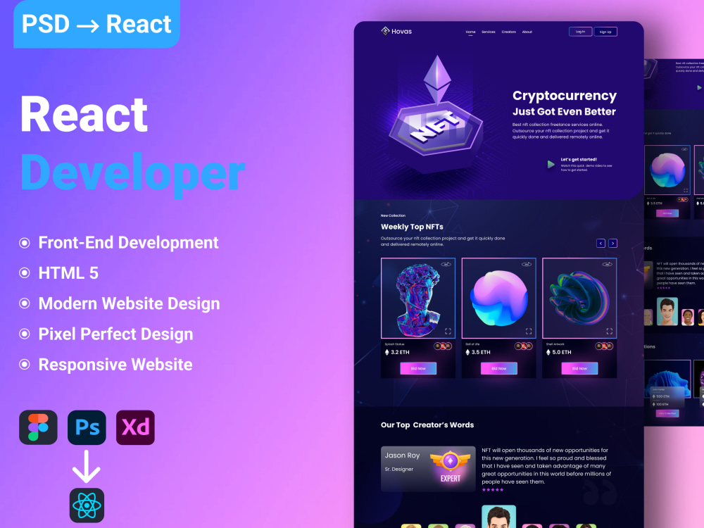 Reactjs React Developer Front End Developer Figma To React Reactjs Upwork
