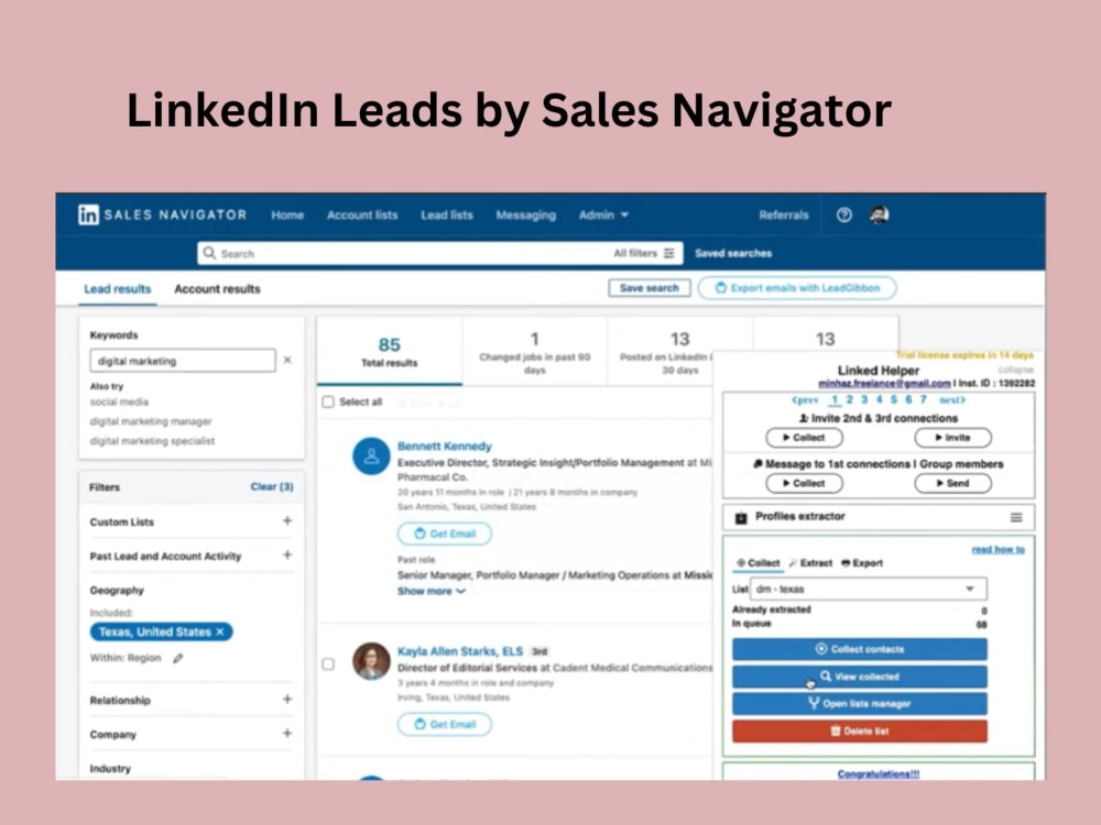 Contact list, email list, LinkedIn leads, and b2b lead generation | Upwork