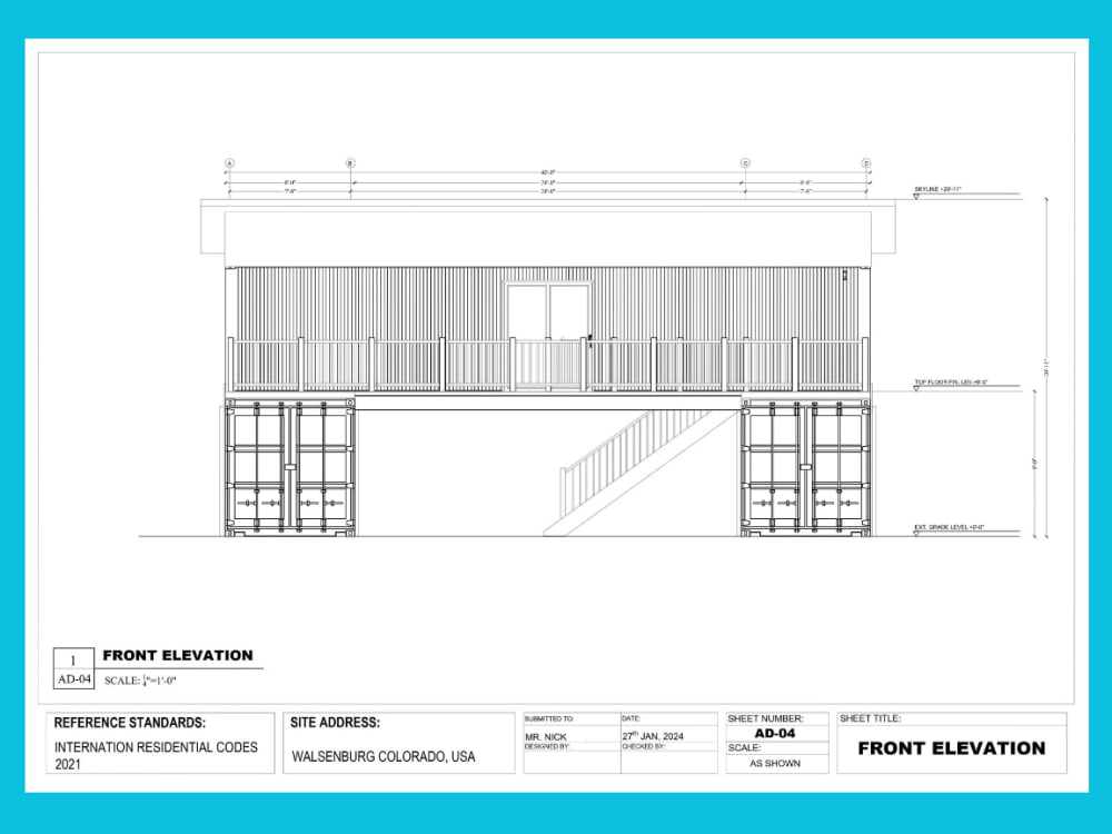 Shipping container house design as per international residential codes ...