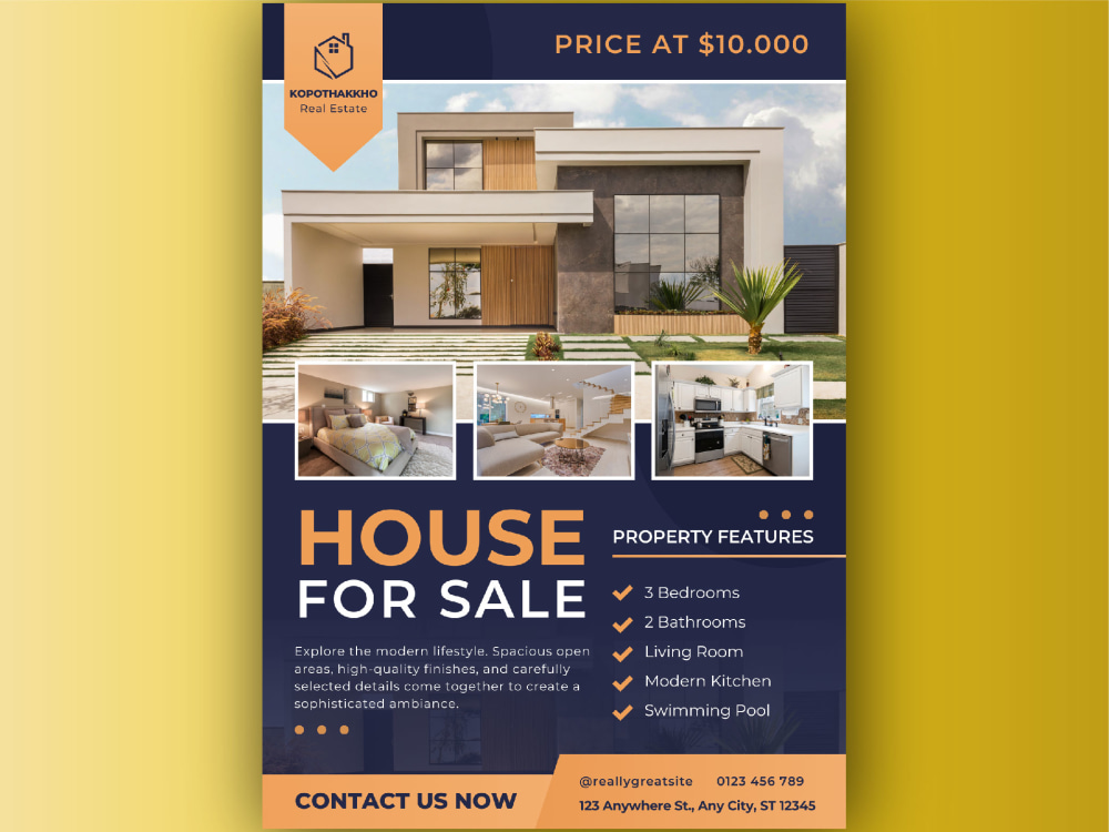 Gorgeous flyer, bifold, trifold, brochure, banner, postal card in 24 ...