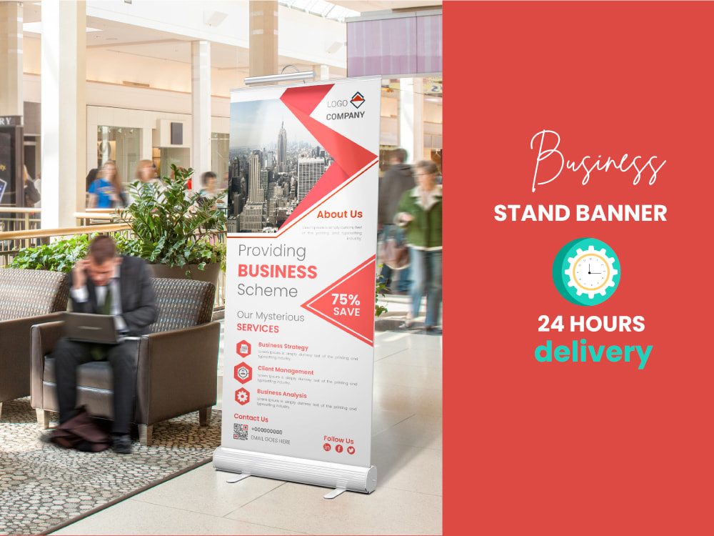 Retractable, backdrop, roll up & stand banner design | Upwork