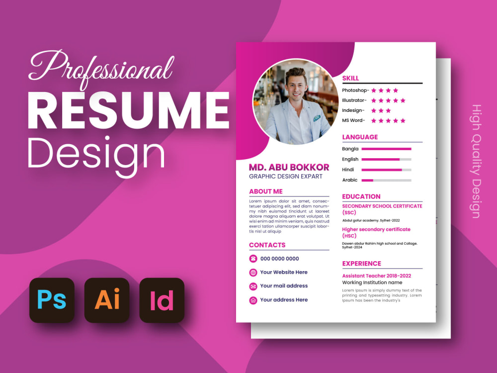 A Creative Resume Design and Professional CV, MS word, template designs ...